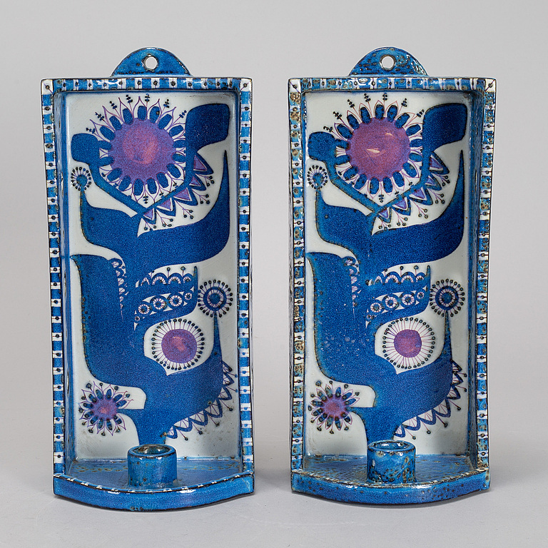 A pair of Berte Jessen lightholders, Alumina, Denmark. - Bukowskis
