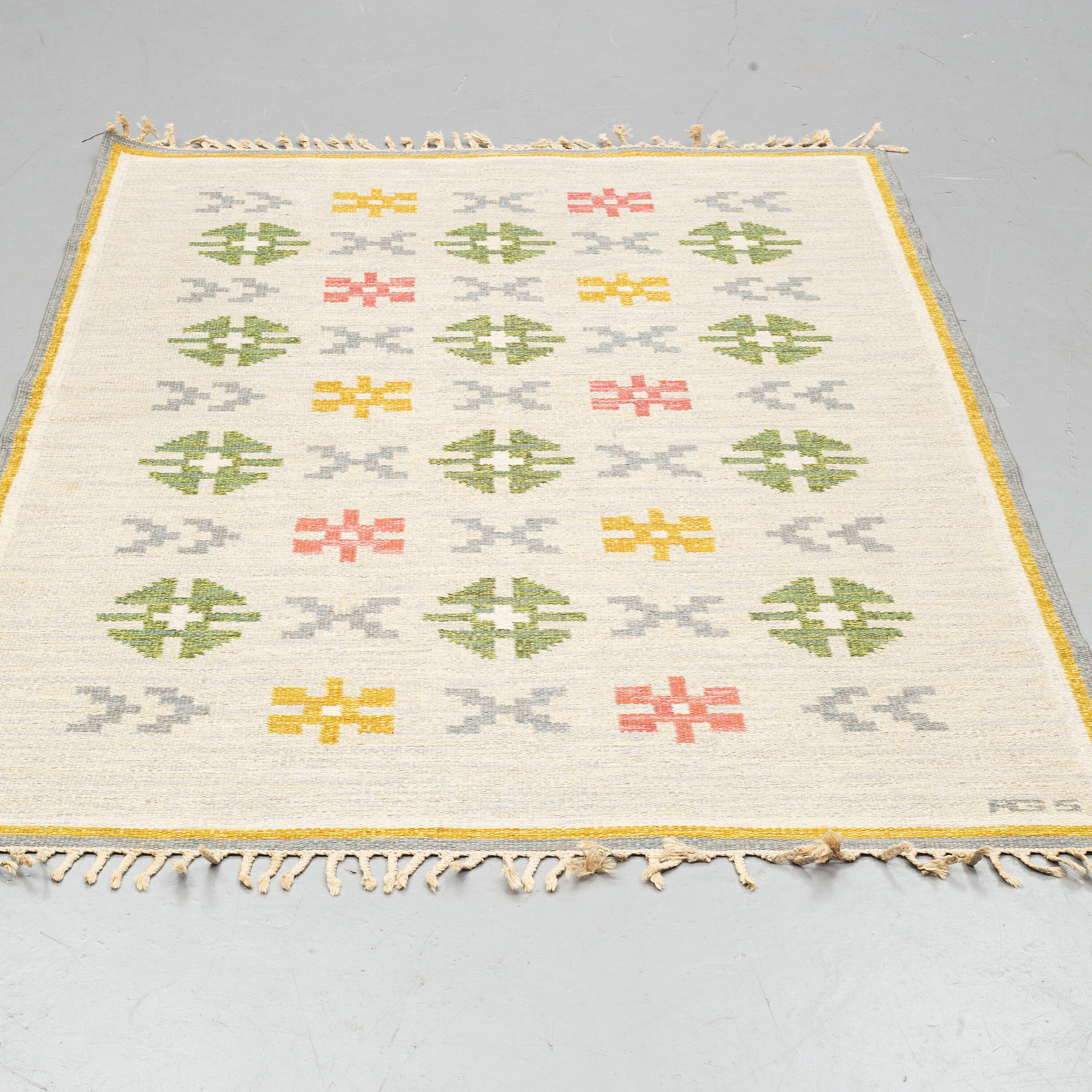 ANNA-GRETA SJÖQVIST, a carpet, flat weave, signed AGS, ca 222 x 148 cm ...