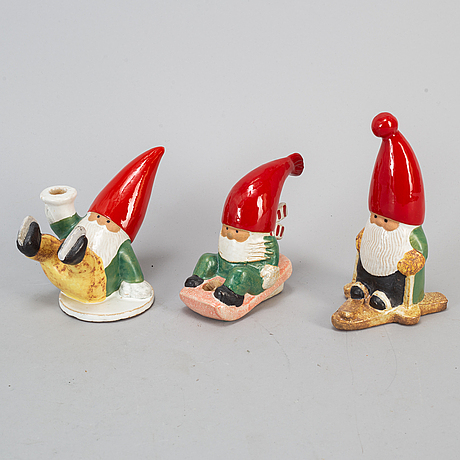 LISA LARSON, tomtar, ljusstakar, tre delar, stengods, K-studion ...