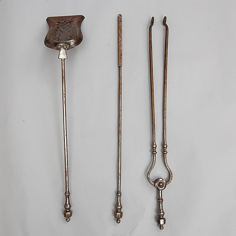A set of three steel fire irons, 19th century. - Bukowskis