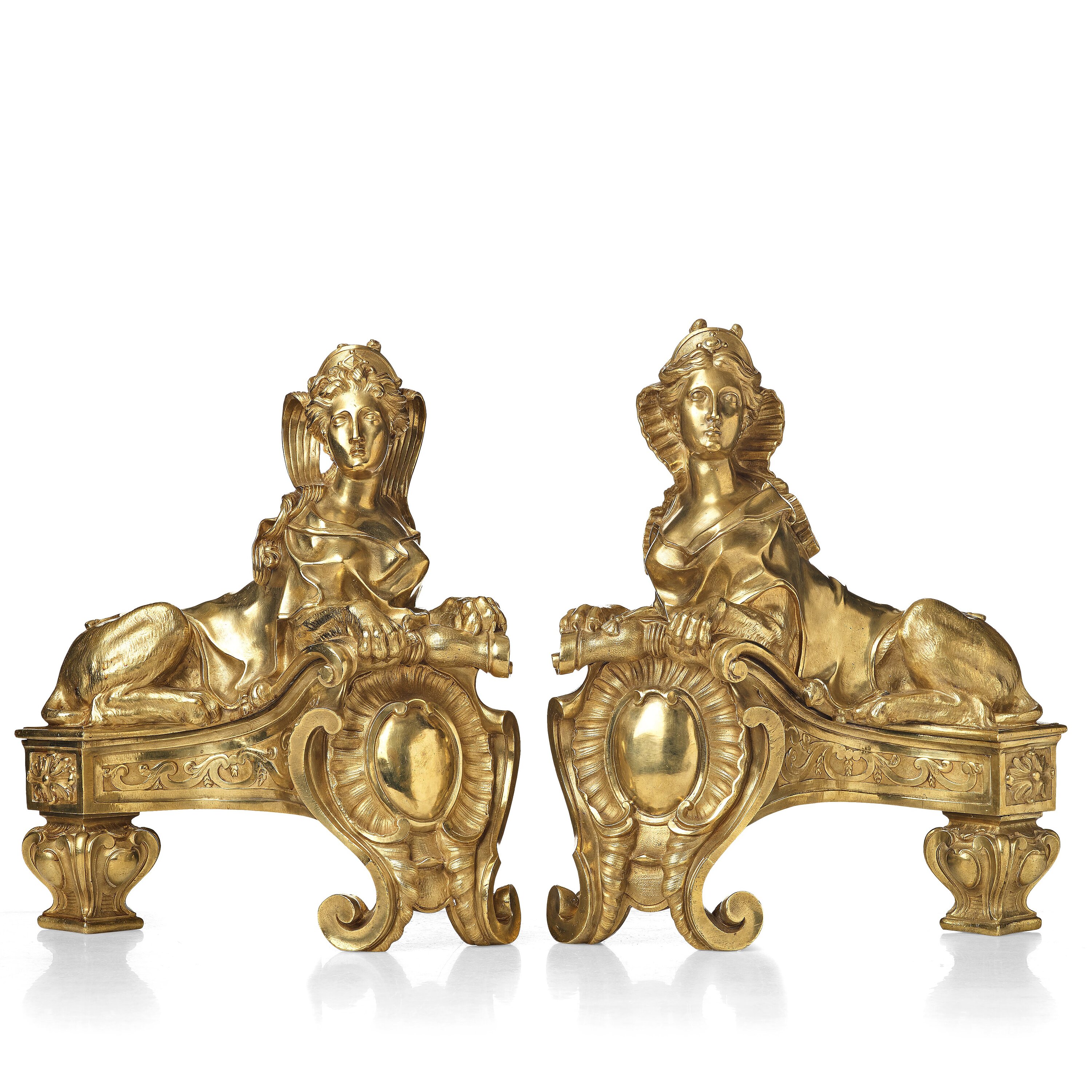 A pair of Louis XV fire dogs, France, mid 18th century, the design of ...