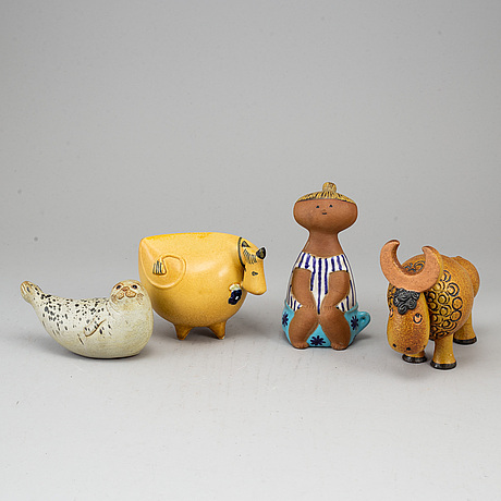 LISA LARSON, figuriner, 4 st, stengods, Gustavsberg och Jie keramik. - Bukowskis