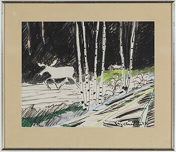 STIG CLAESSON, pastel on paper, signed and dated -77. - Bukowskis