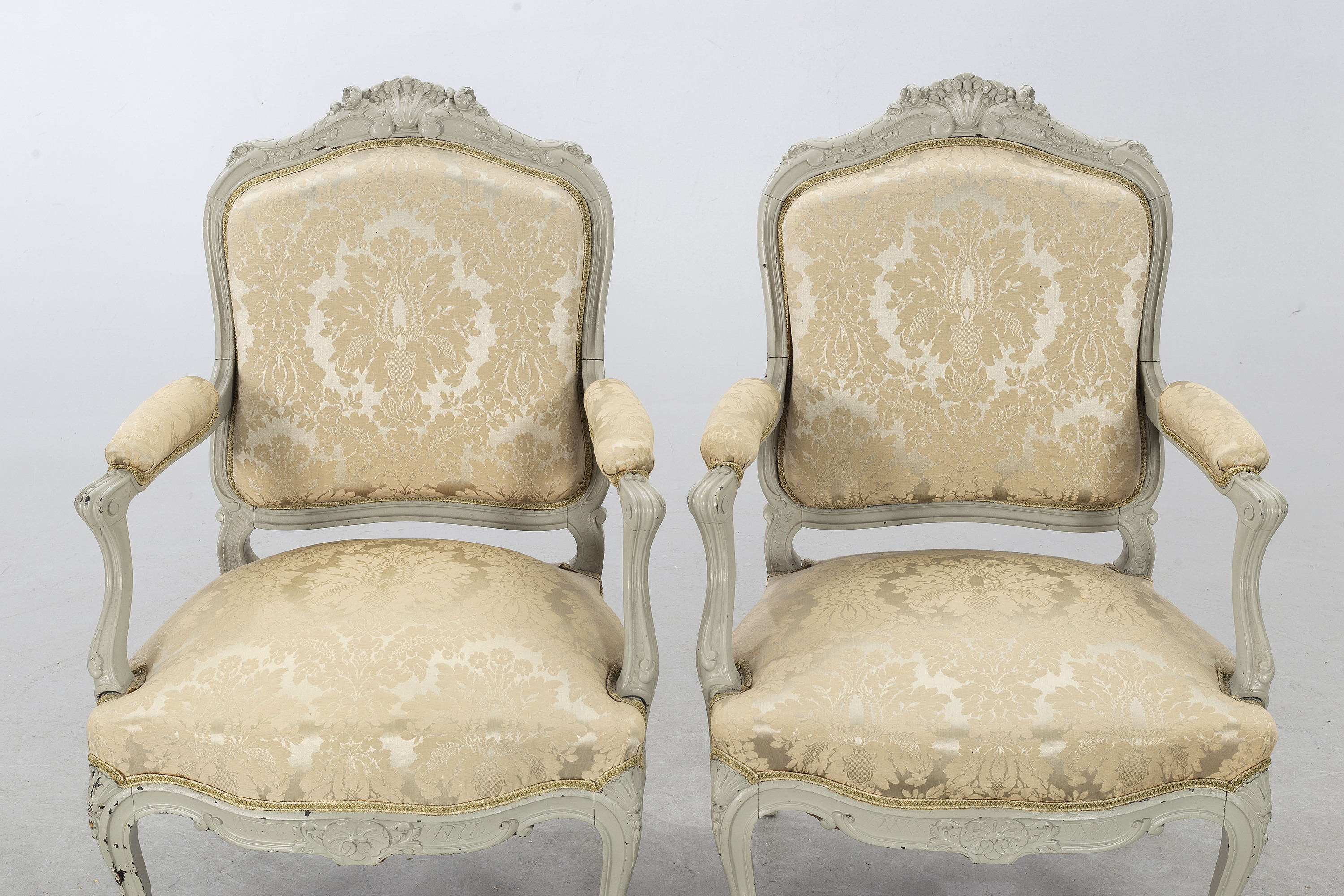 A PAIR OF ROCOCO STYLE ARMCHAIRS, 19th century latter part. - Bukowskis