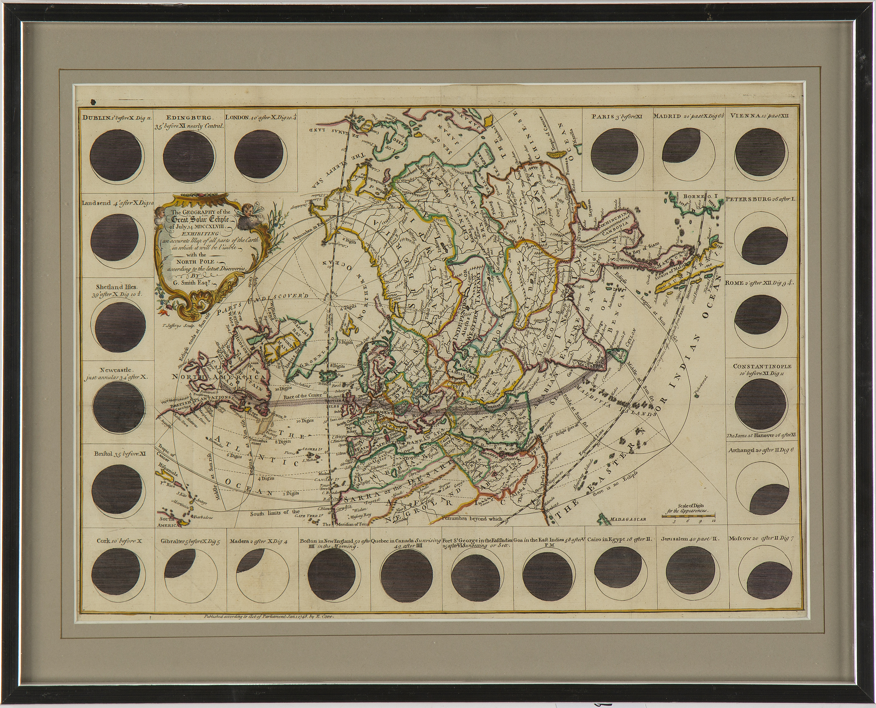 GEORGE SMITH, karta, handkolorerat kopparstick, E. Cave, London ...