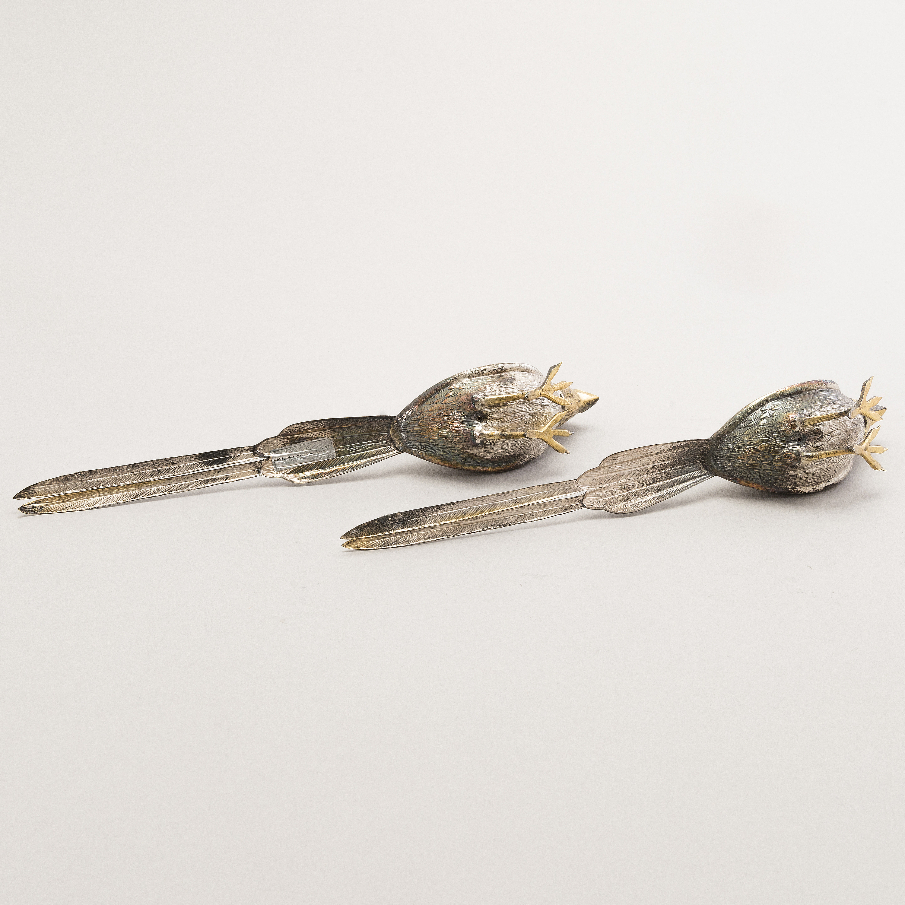 Four silver bird table decorations, Spanish and Finnish hallmarks, 20th ...