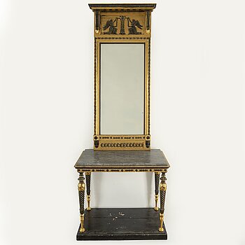 A late gustavian mirror and console table, Hedberg & Lindblad ...