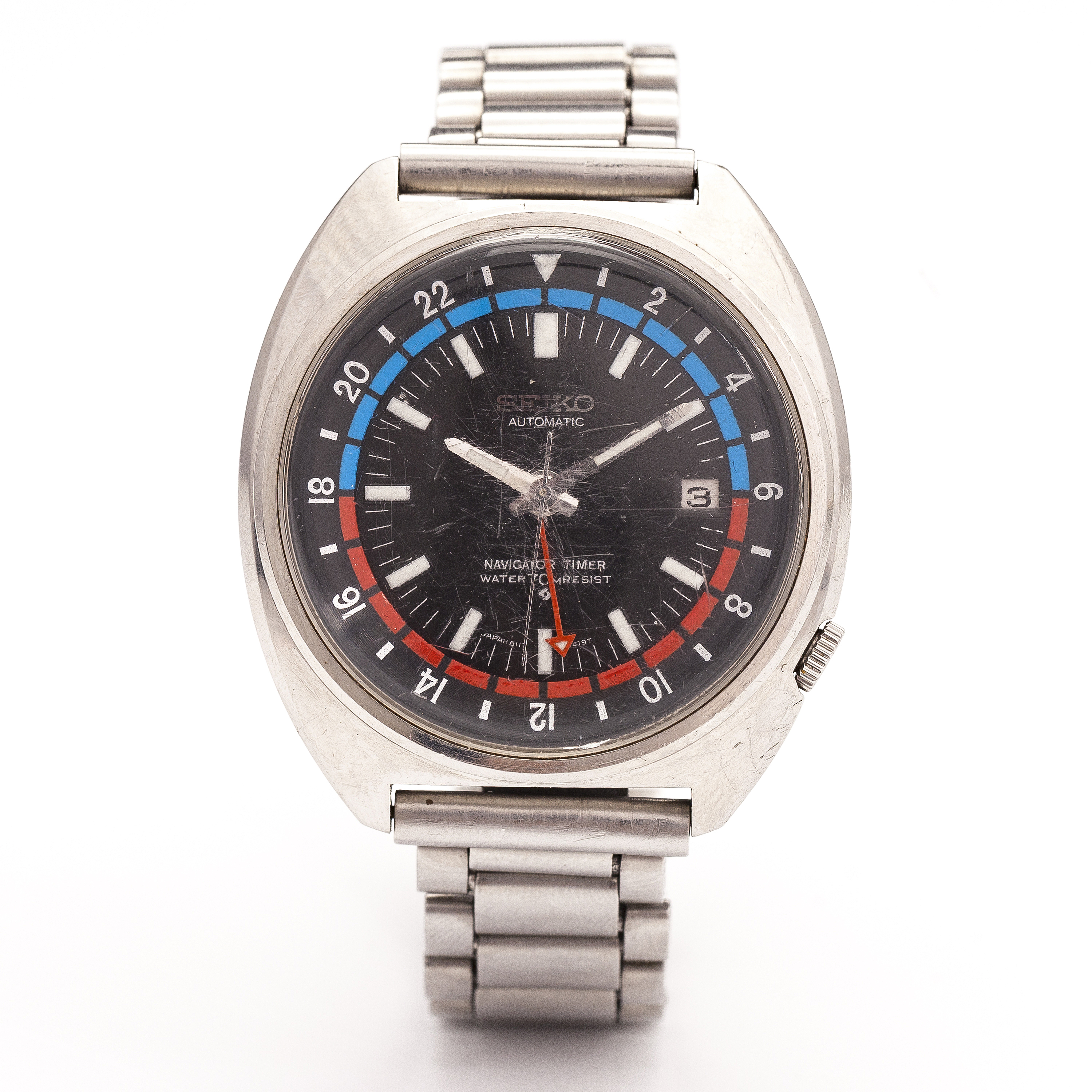 SEIKO NAVIGATOR TIMER, armbandsur, automatisk, 40 mm. - Bukowskis