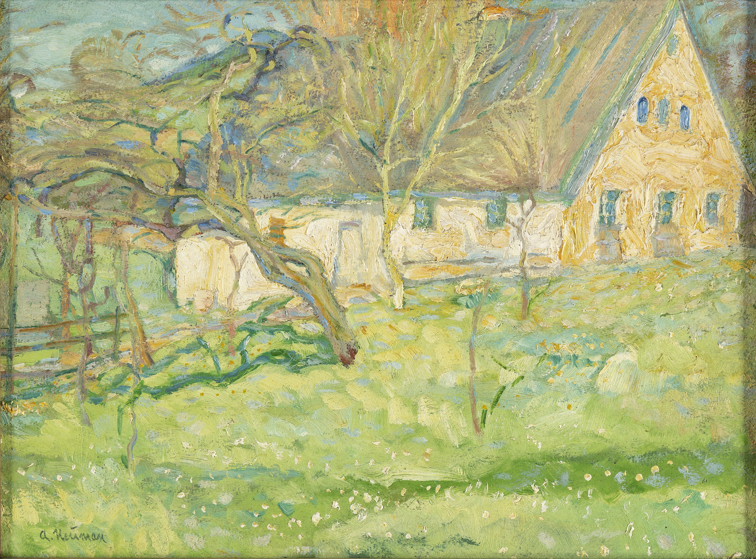 ABRAHAM NEUMANN, oil on board, signed. - Bukowskis