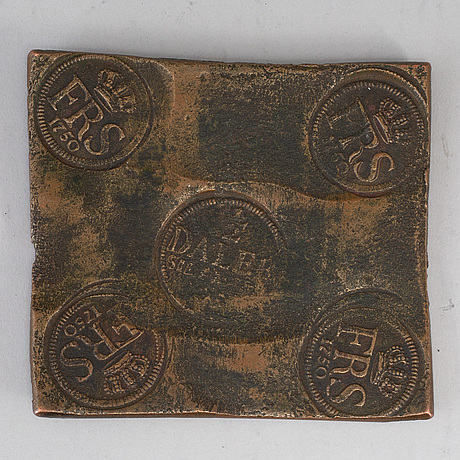 A Swedish copper plate money Fredrik I 1750. - Bukowskis