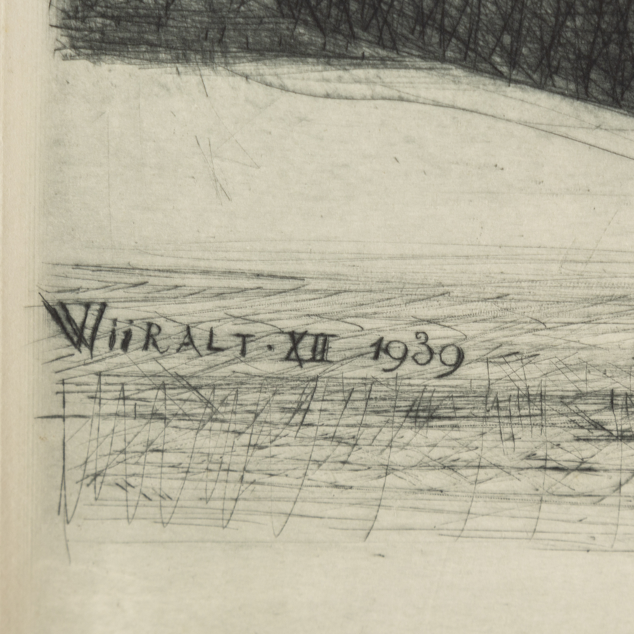 EDUARD WIIRALT, mezzotint och torrnål tryckt på samma blad, ena ...