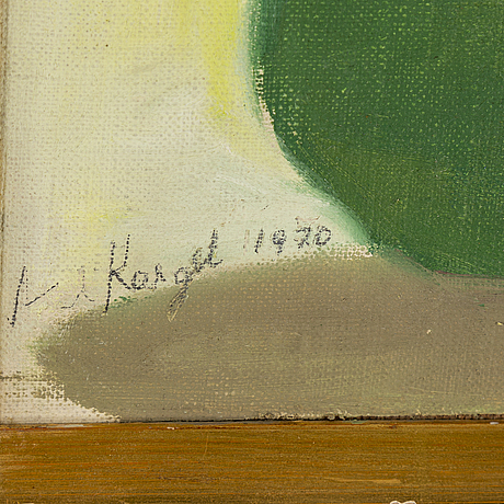 AXEL KARGEL, oil on canvas mounted on panel,signed and dated 1970 ...