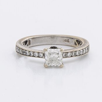 DIAMOND RING 18K whitegold modified square brilliant 0,73 ct H VS2 ...