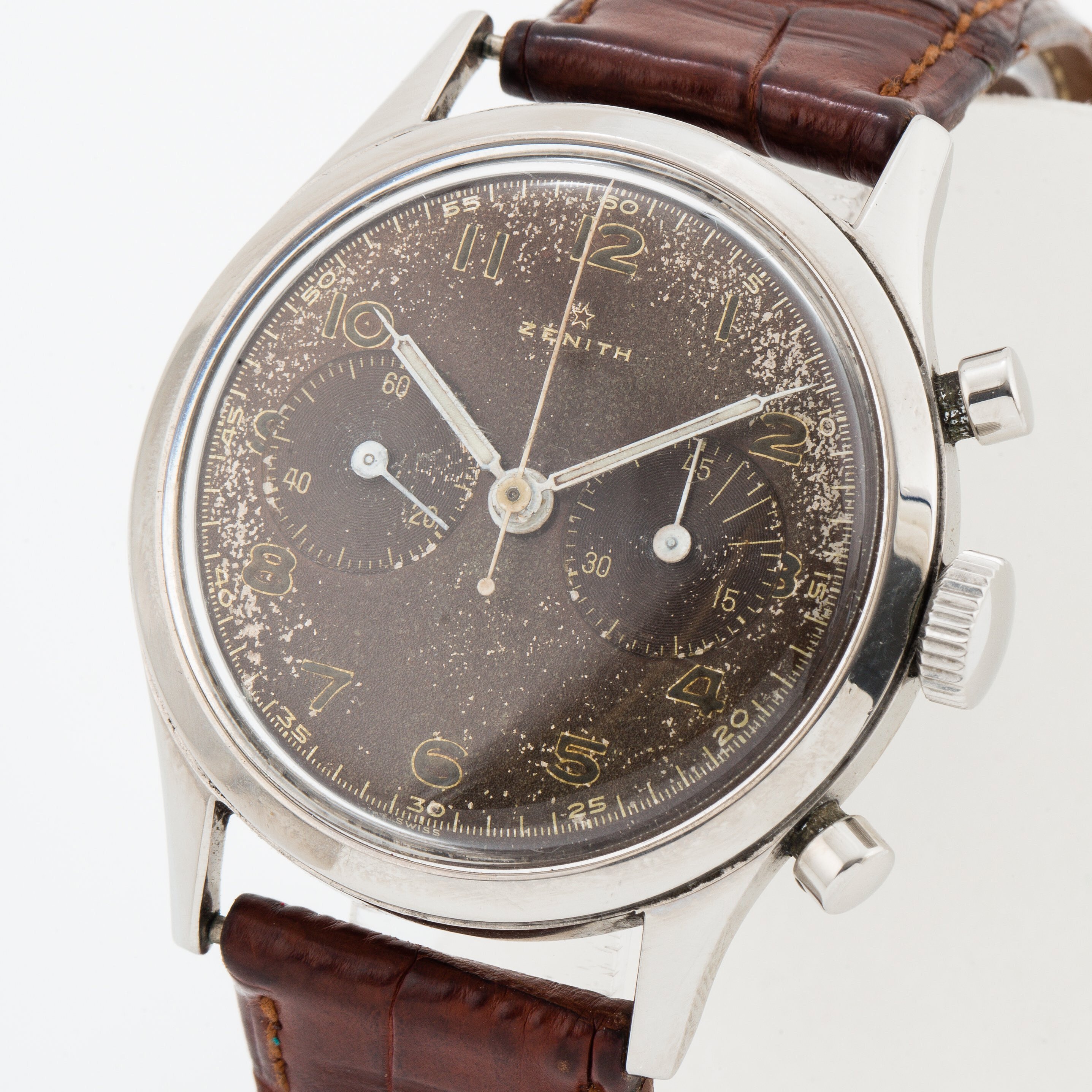 ZENITH, chronograph, "Type Military", "Tropical Dial". - Bukowskis