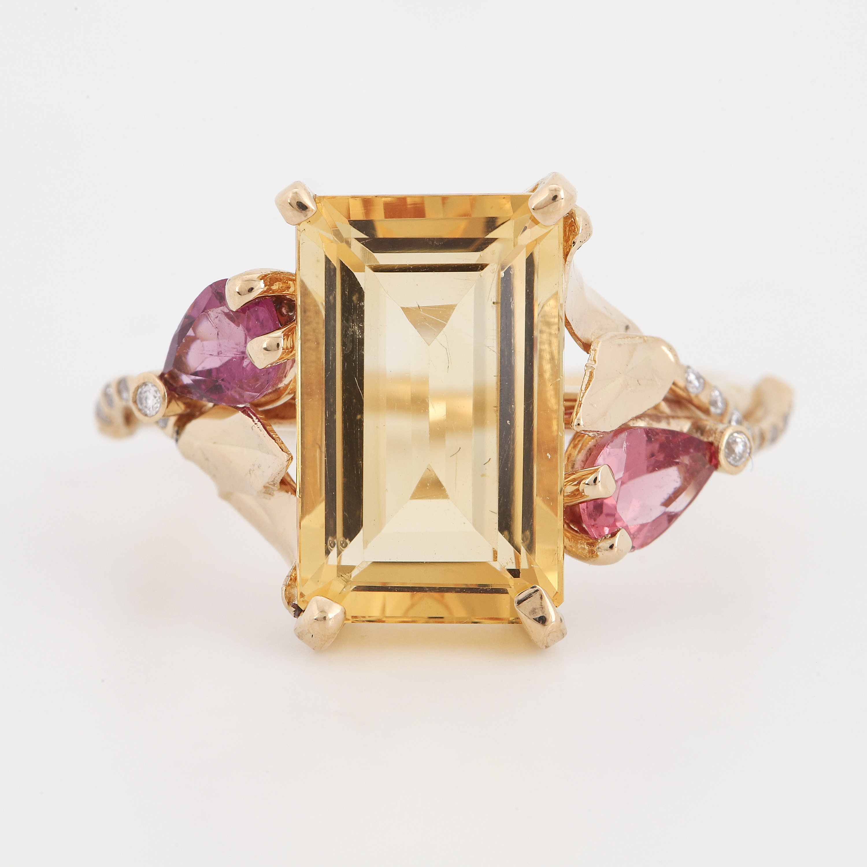 Citrine, pink tourmaline and diamond ring. - Bukowskis