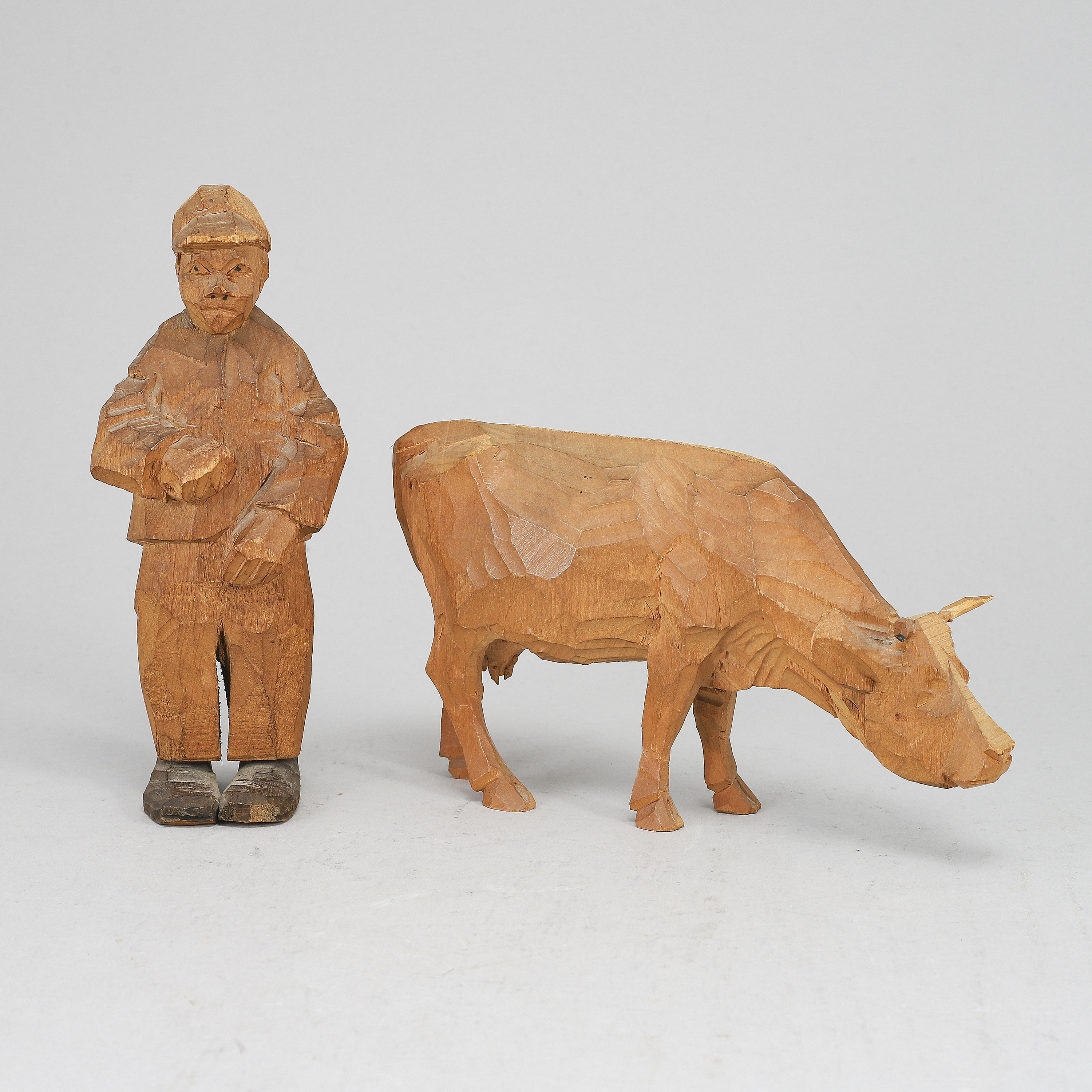 AXEL PETERSSON DÖDERHULTARN, skulpturgrupp, 2 st. Trä. signerade ...