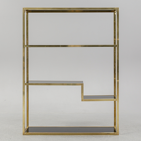 HYLLA, mässing och glas, 1970-tal. - Bukowskis