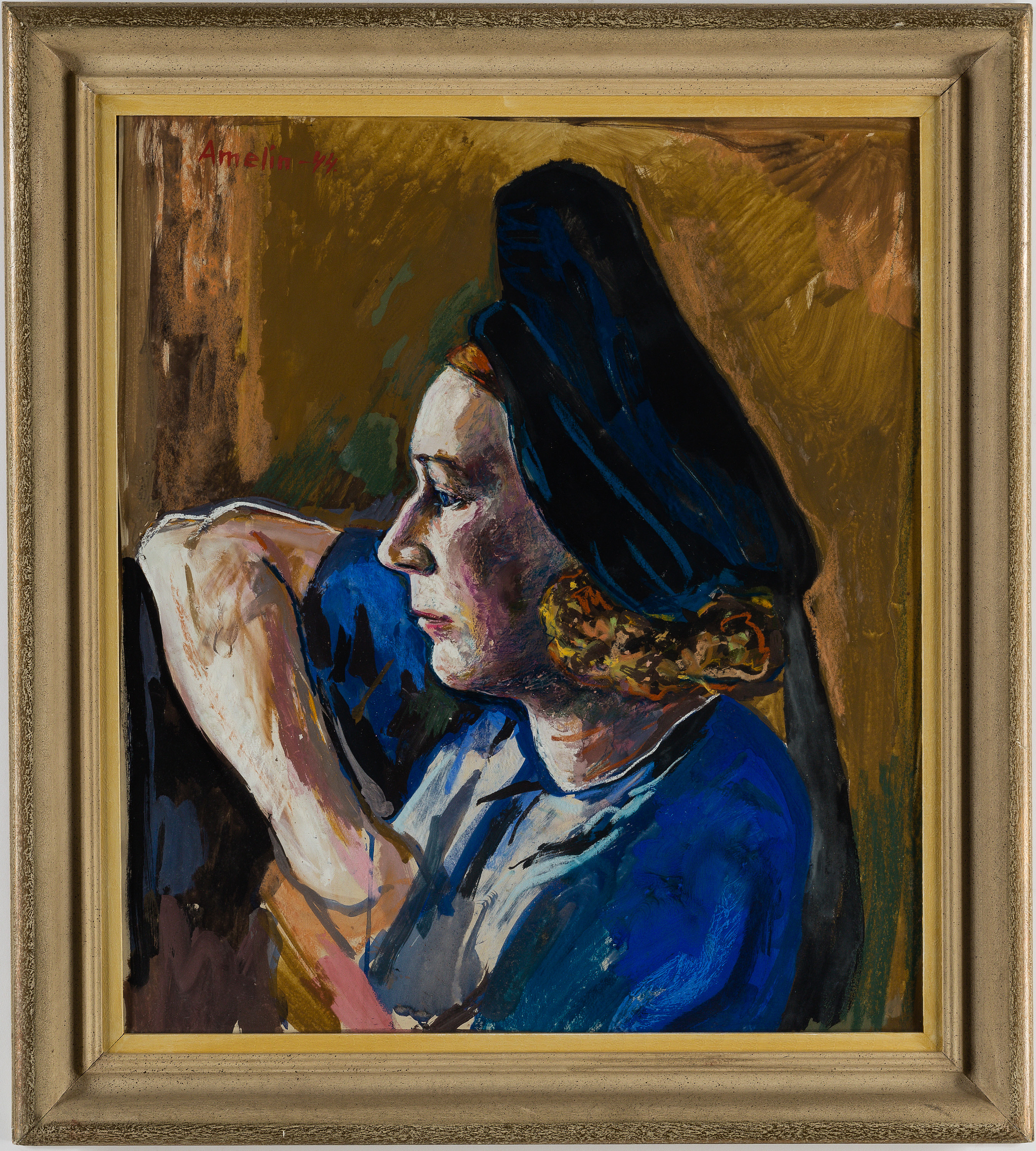 ALBIN AMELIN, blandteknik på papper, signerad och daterad -44. - Bukowskis