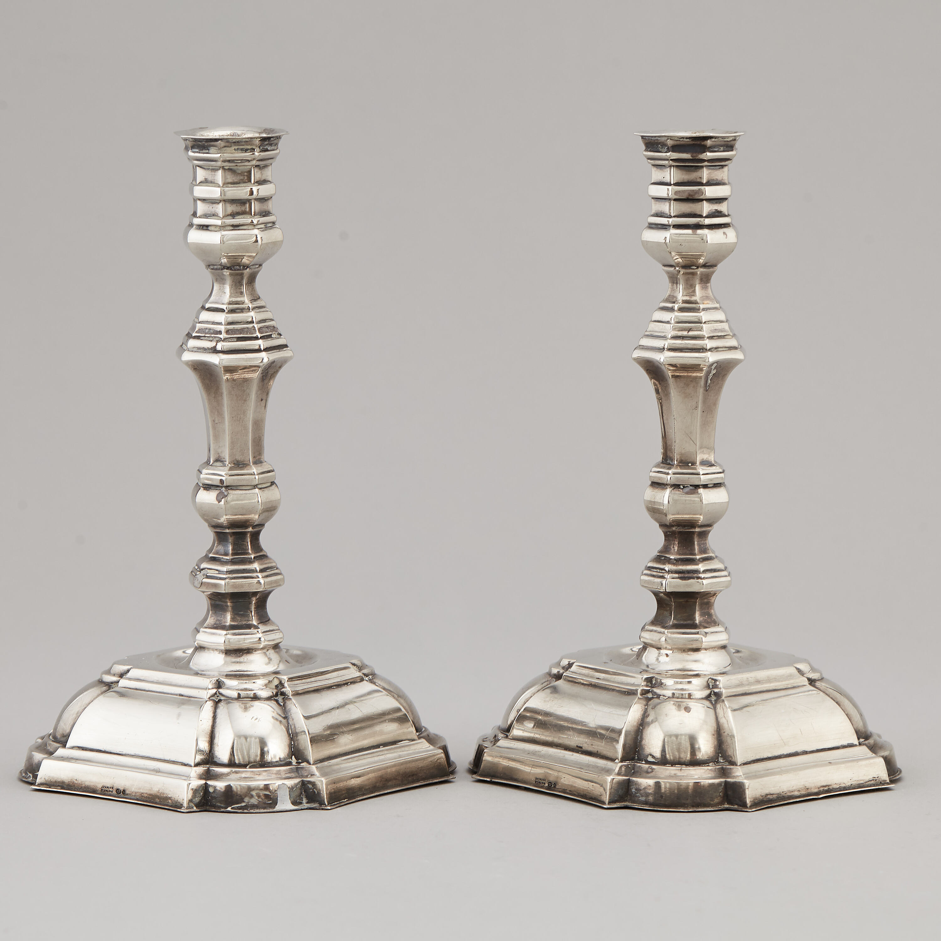 A pair of danish sterling silver candlesticks. Swedish import mark ...