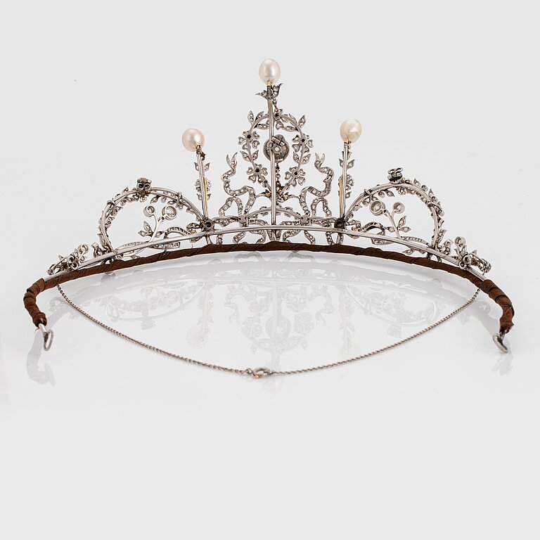 A platinum tiara/necklace combination set with old-cut diamonds and ...