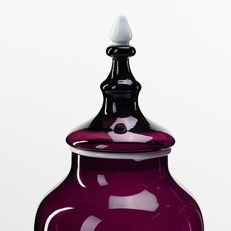 A pair of purple glass jars with covers, presumably Norway, 19th ...