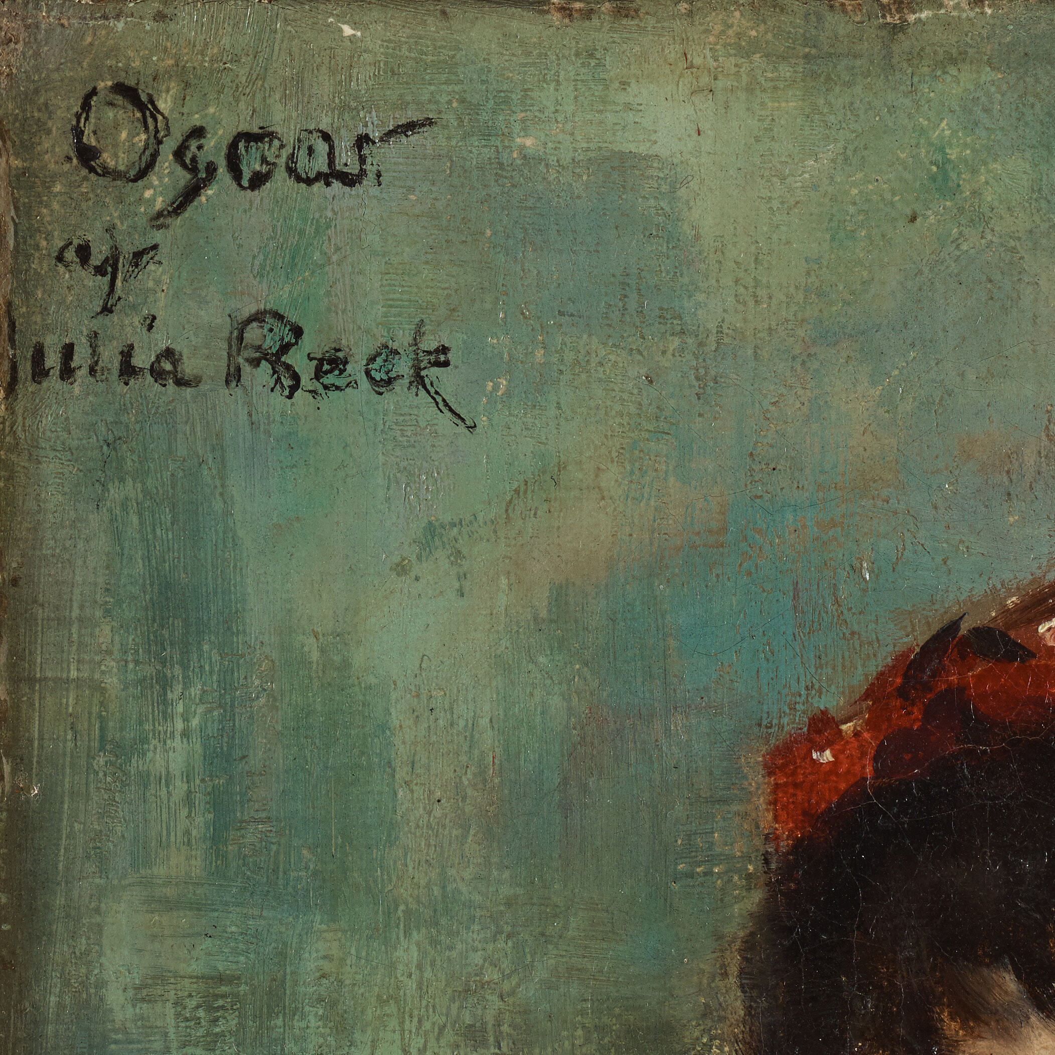 JULIA BECK, olja på duk, signerad Julia Beck med dedikation "Oscar af ...