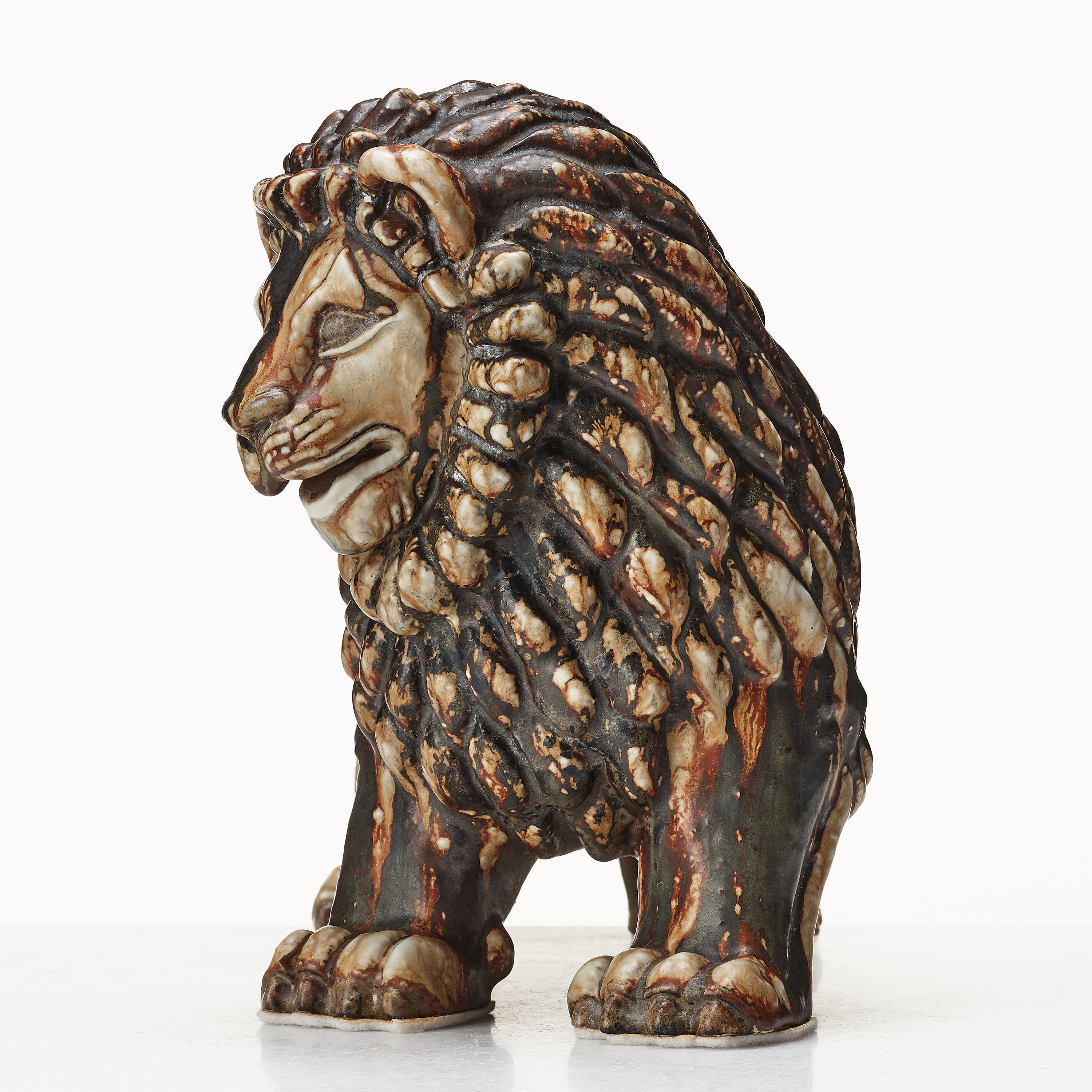 Gunnar Nylund, skulptur, "Leo", lejon, Rörstrand 1940-tal. - Bukowskis