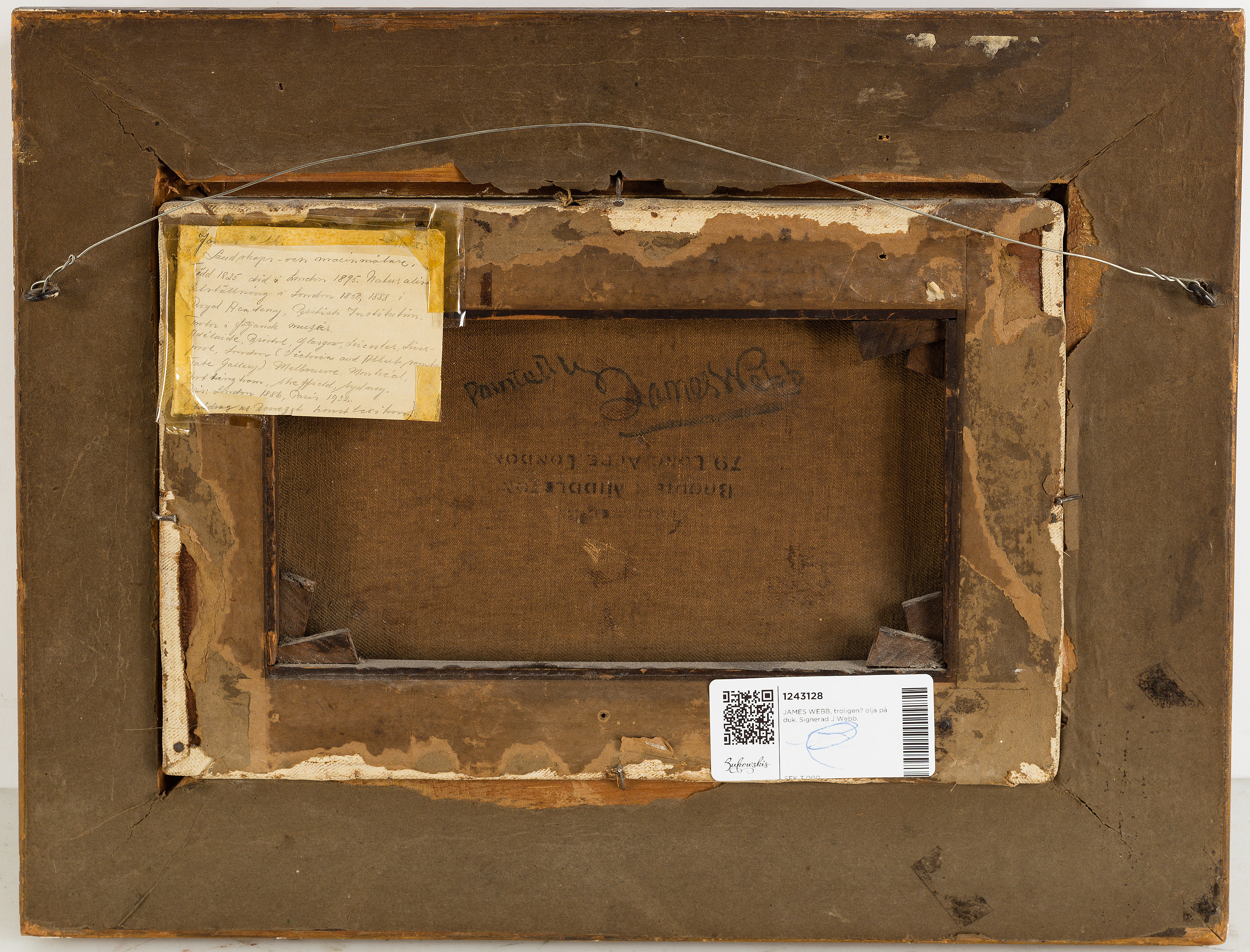 JAMES WEBB, attributed to, oil on canvas, signed. - Bukowskis