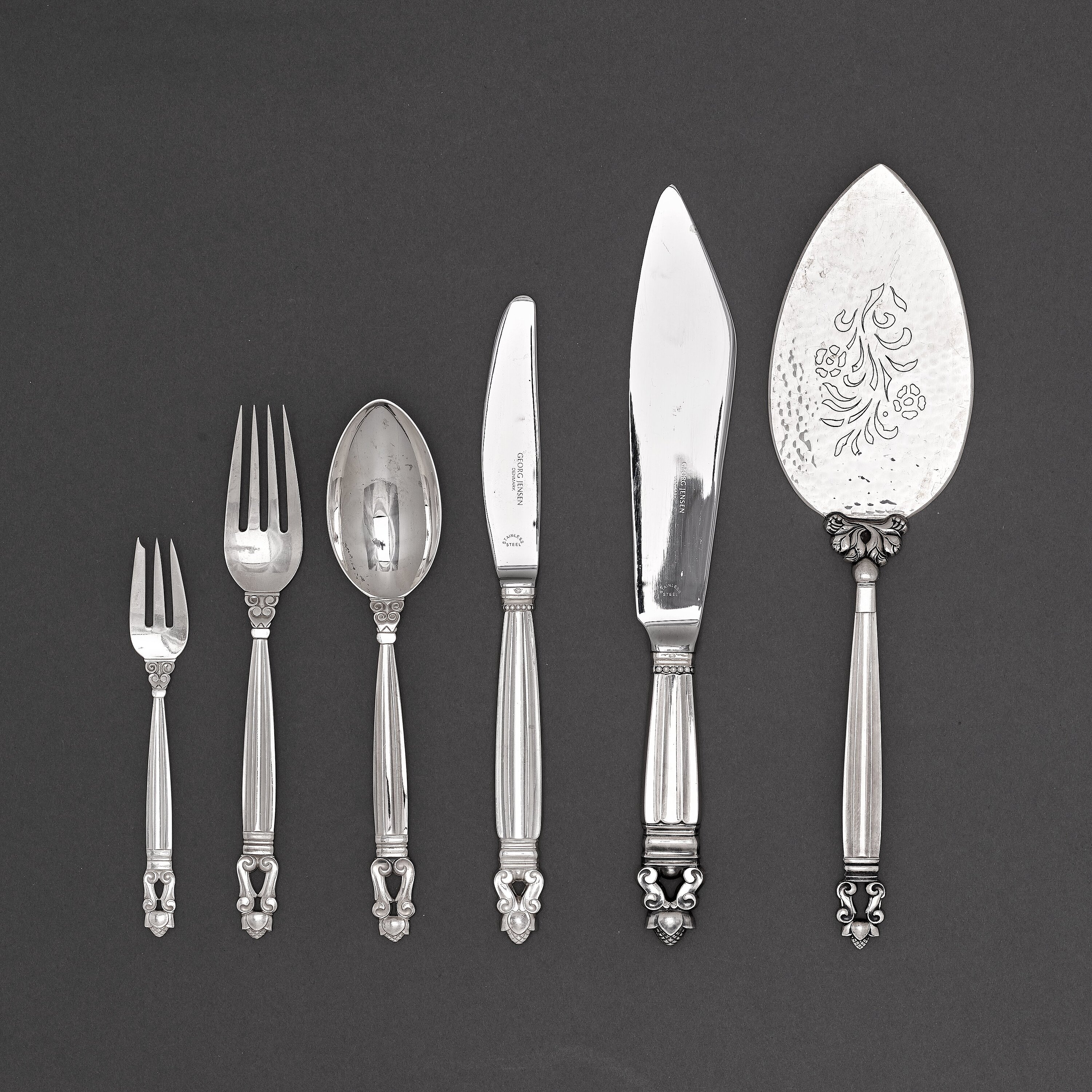 Johan Rohde, a set of 34 pcs of sterling "Acorn" flatware, Georg Jensen ...