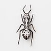 18K white gold black rhodium ant brooch, white and black diamonds ...