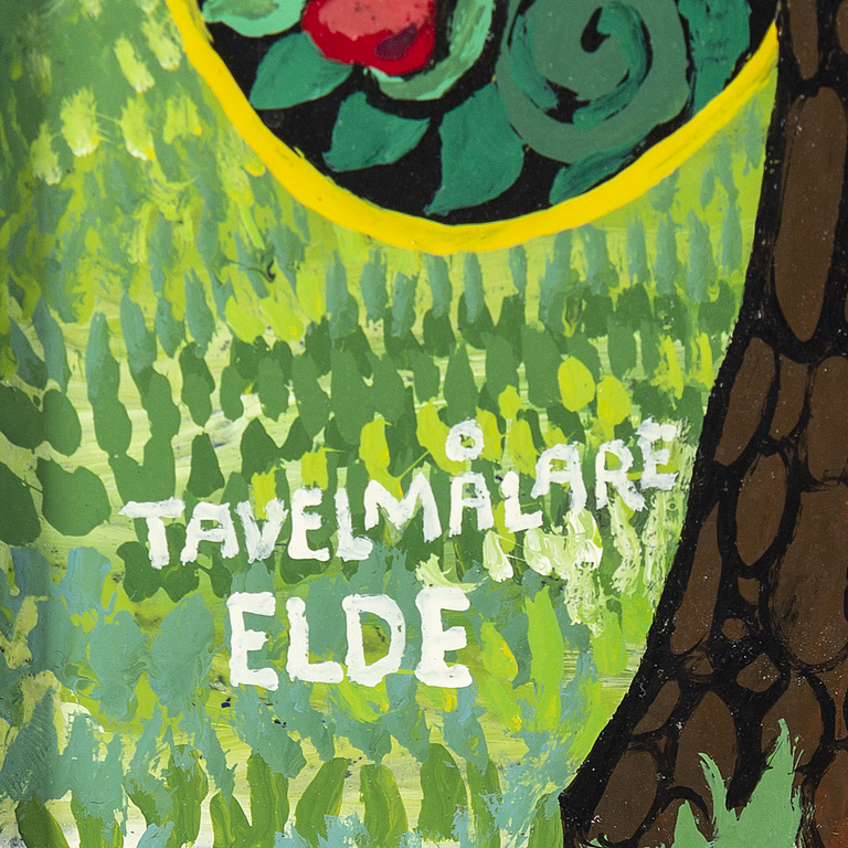 BENGT ELDE, emaljmålning på pannå, signerad Tavelmålare Elde. - Bukowskis