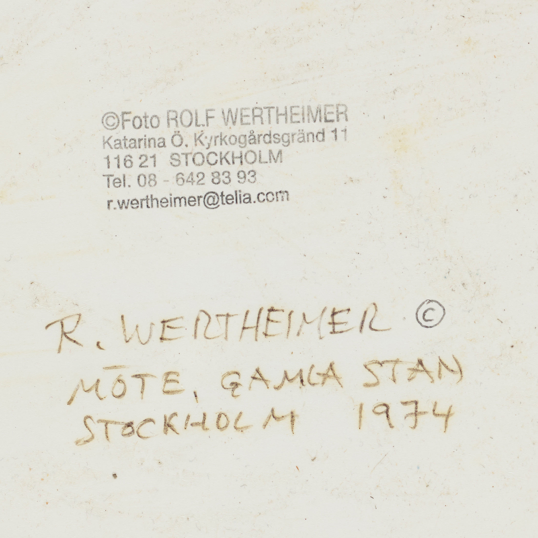 Rolf Wertheimer, photograph stamped on verso. - Bukowskis