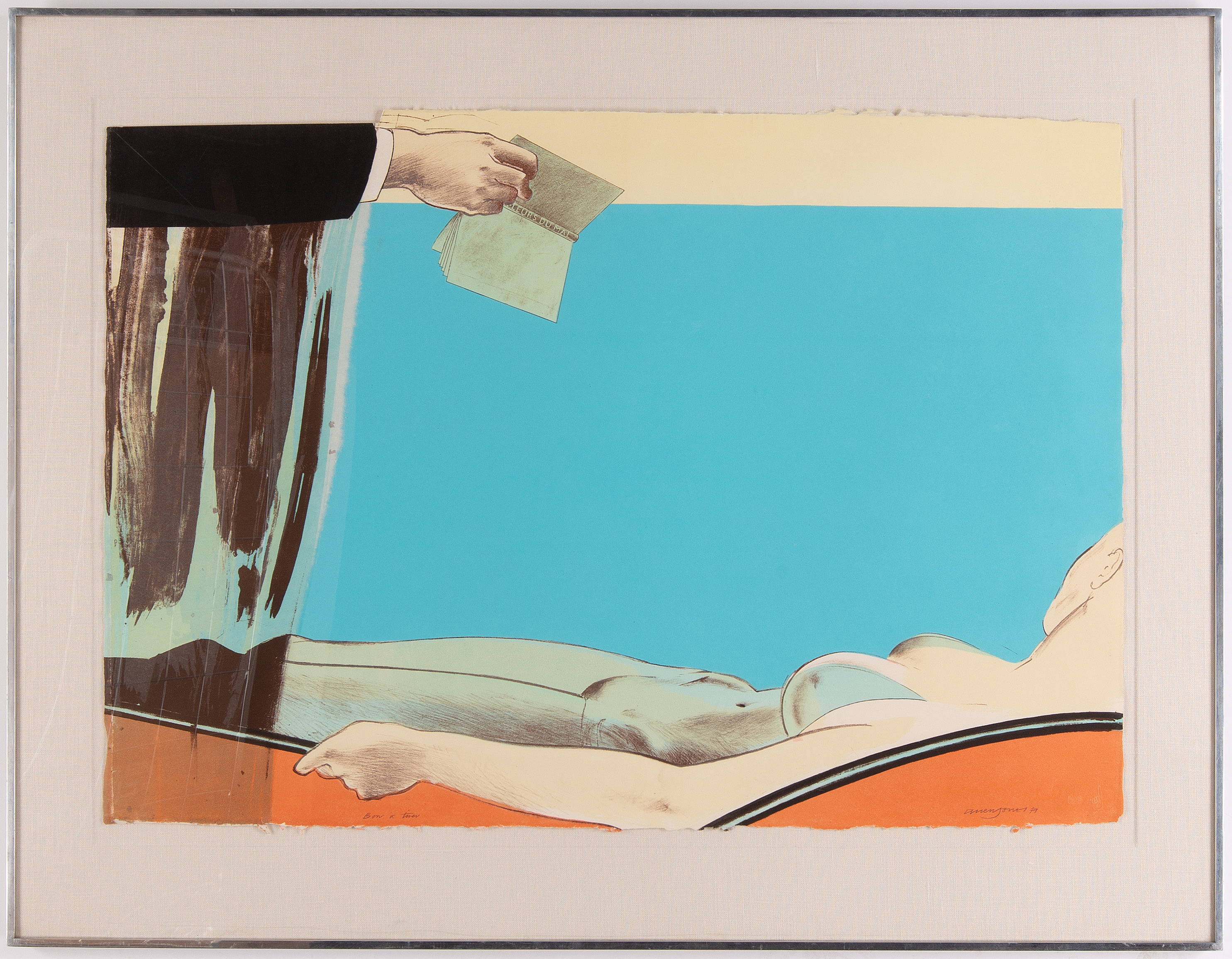 Allen Jones, color litograph, ”Beach Scene” 1979, signed, Allen Jones ...