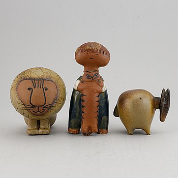 Lisa Larson, 3 stoneware figurines, Gustavsberg. - Bukowskis