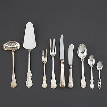 BESTICKSUPPSÄTTNING, 80 delar, silver, GAB, gammalfransk/Olga/Norge ...