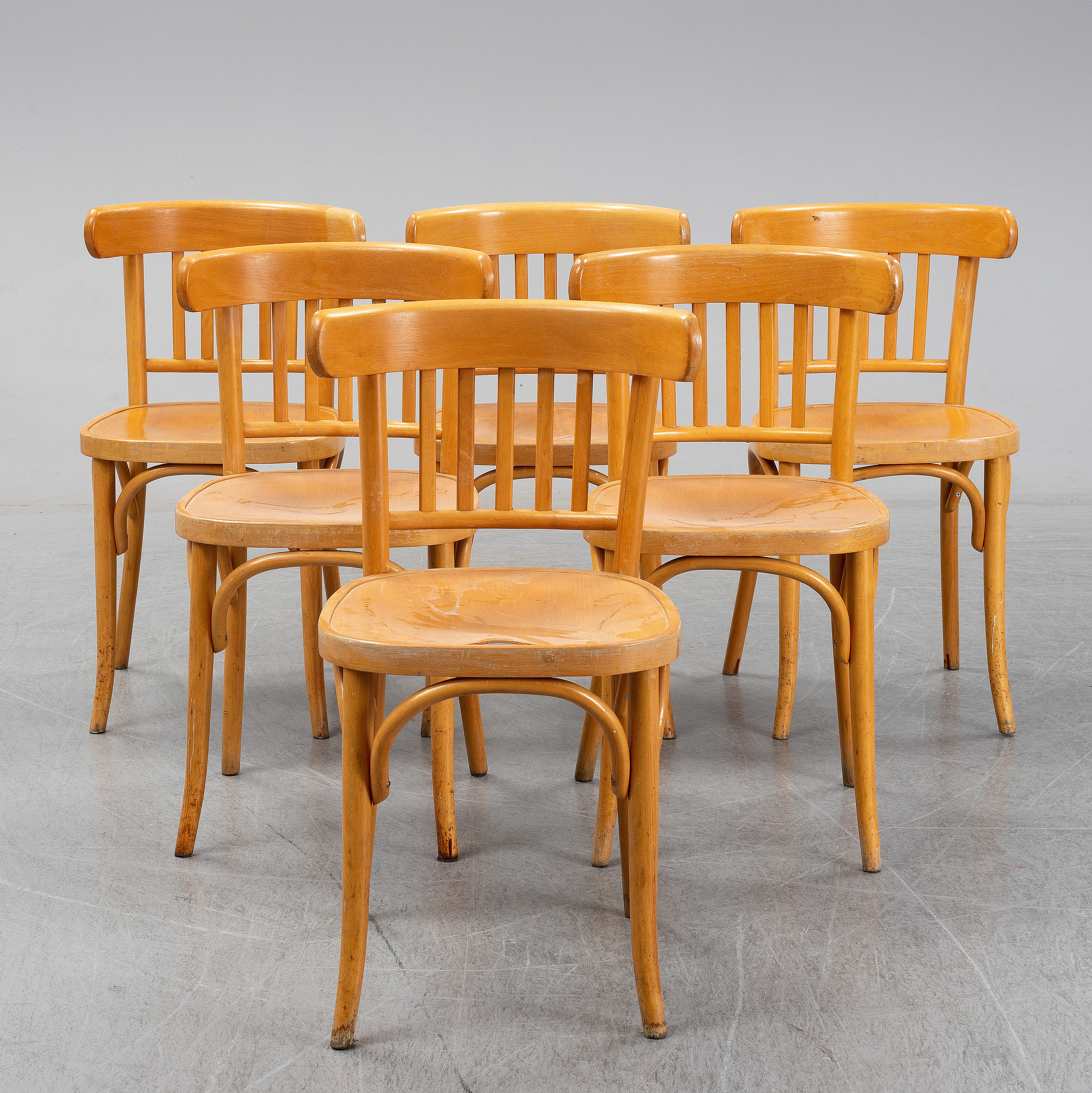 Six beech chairs, mid 20rh Century. - Bukowskis
