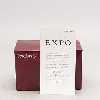 Per Sundberg, vas signerad och numrerad Orrefors Expo sent 1900-tal ...