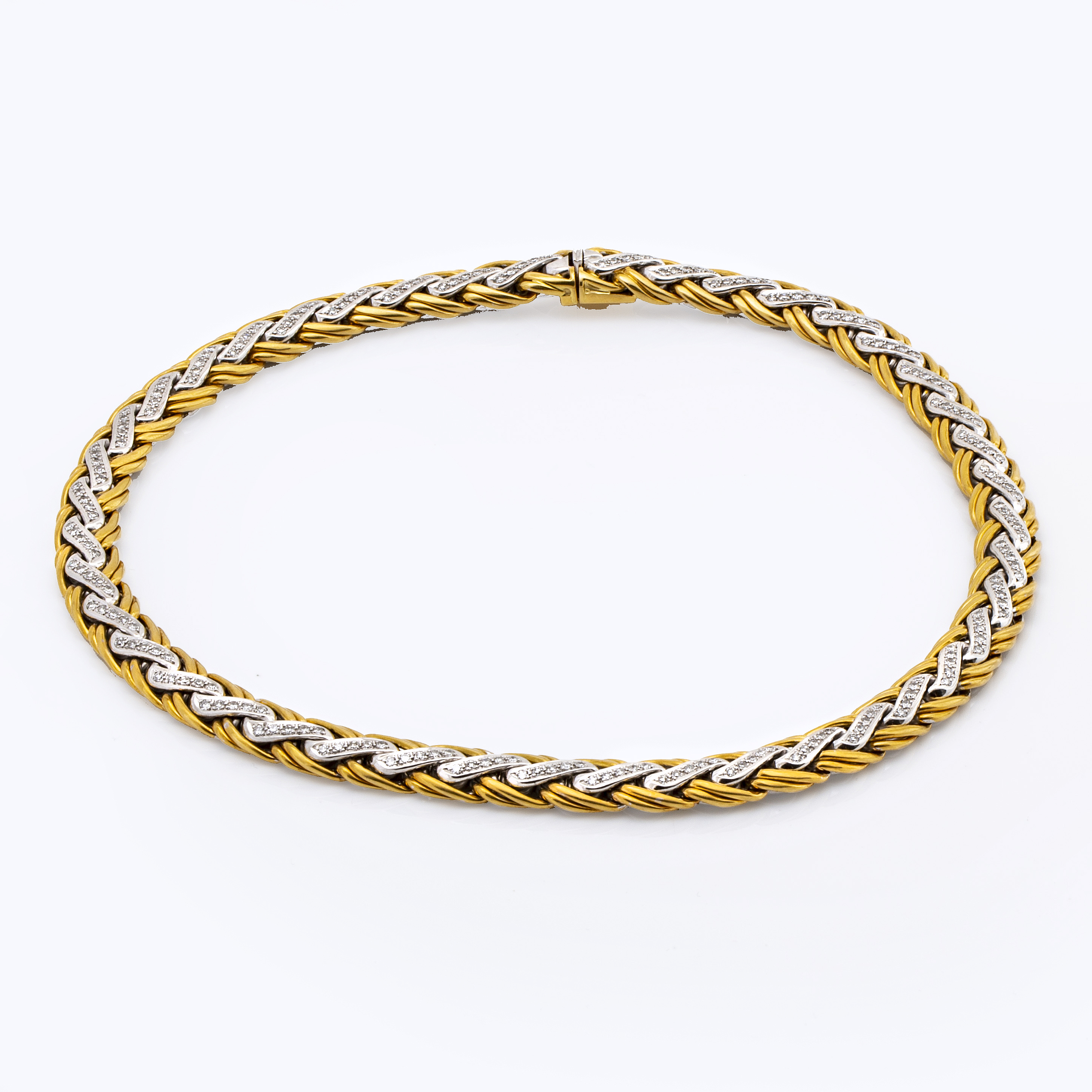 Necklace 18K gold and whitegold 215 single-cut diamonds approx 4,3 ct ...