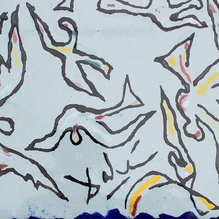 A set of six earthenware tile plates, Salvador Dalí, late 20th century ...