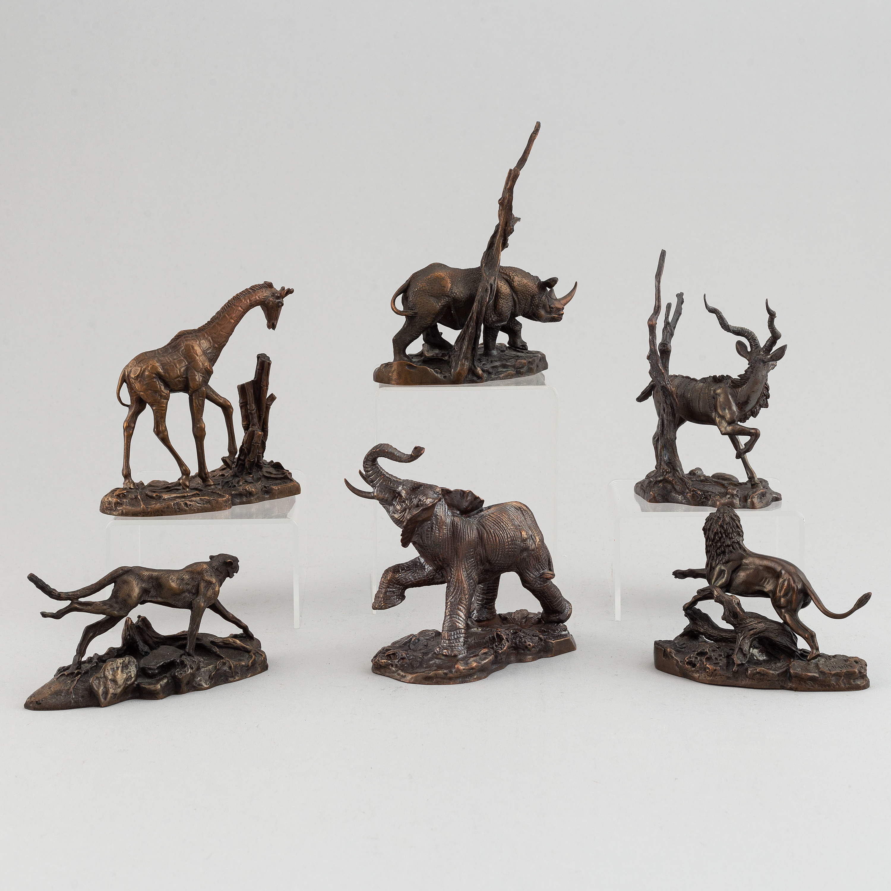 Donald J. Polland, after, six bronze sculptures, Franklin Mint, second ...