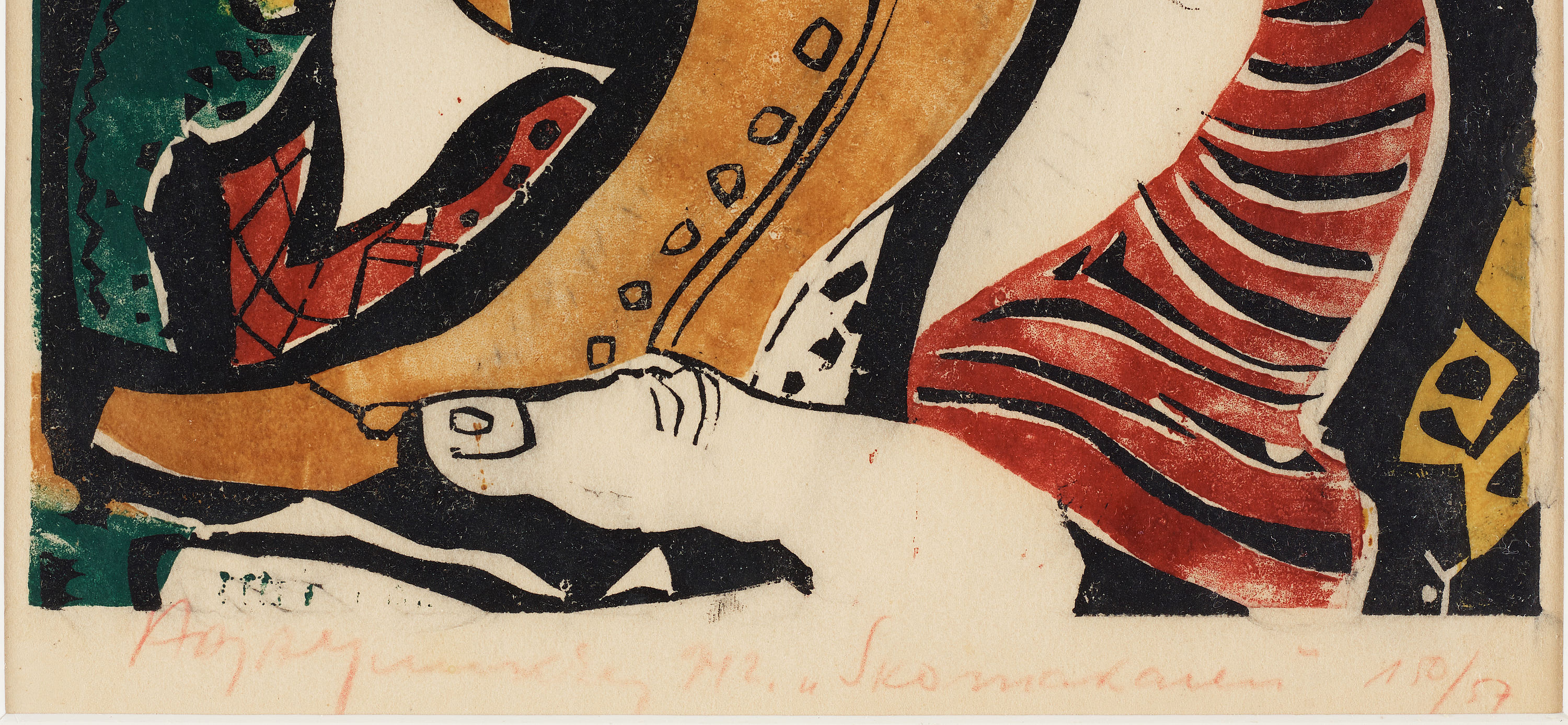 Adja Yunkers, träsnitt, utförd 1943, signerad och numrerad 150/57 ...