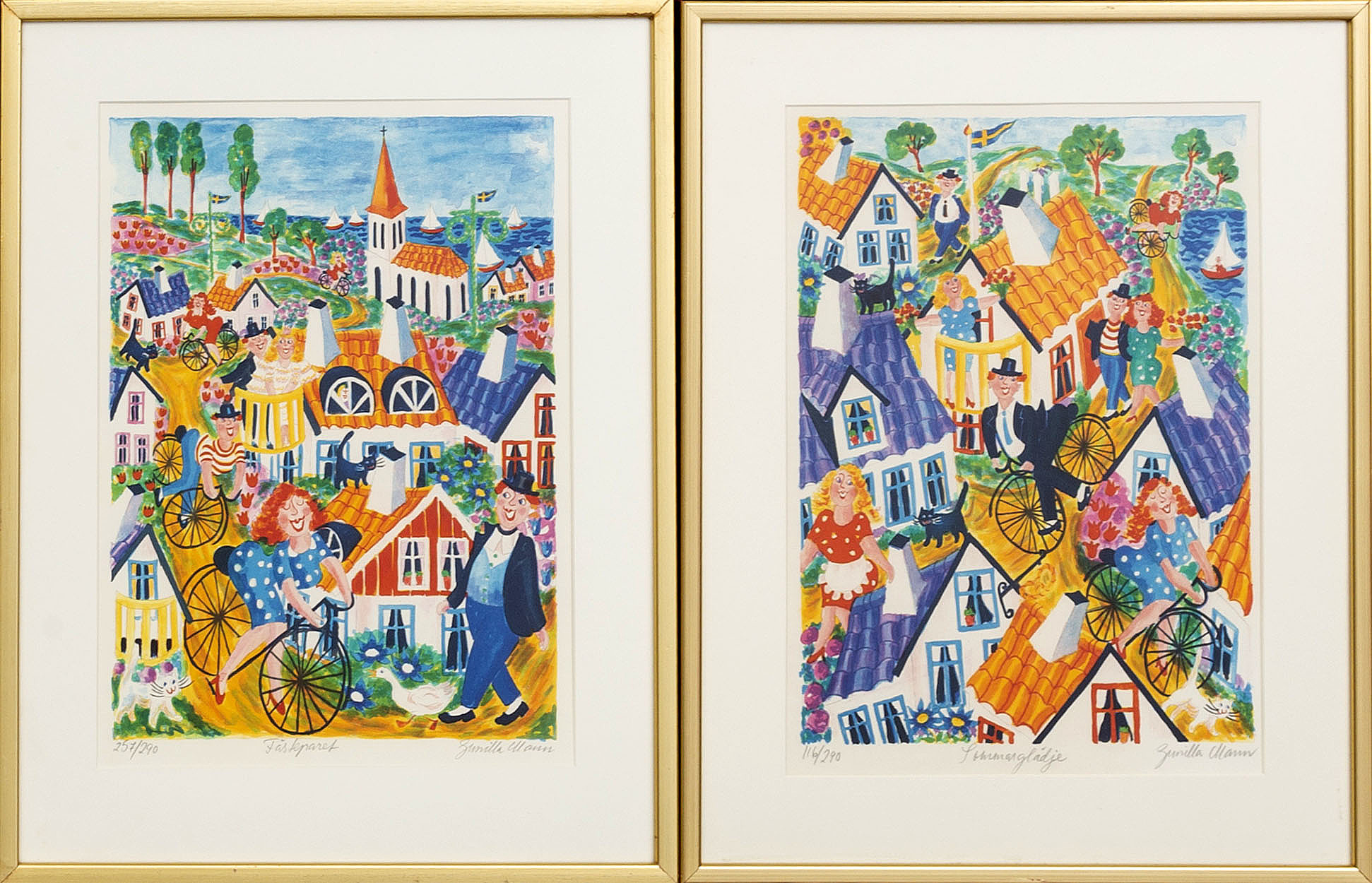 Gunilla Mann, lithographs in colours signed and numbered 116 and 257/ ...