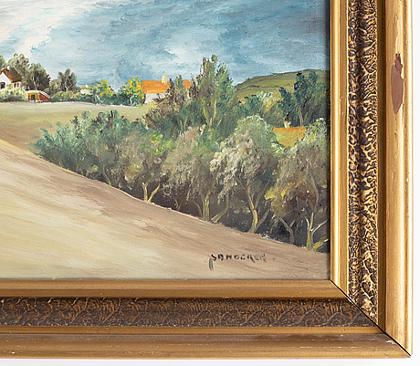 Sten Sture Sandgren, signerad. Duk 46 x 100 cm. - Bukowskis