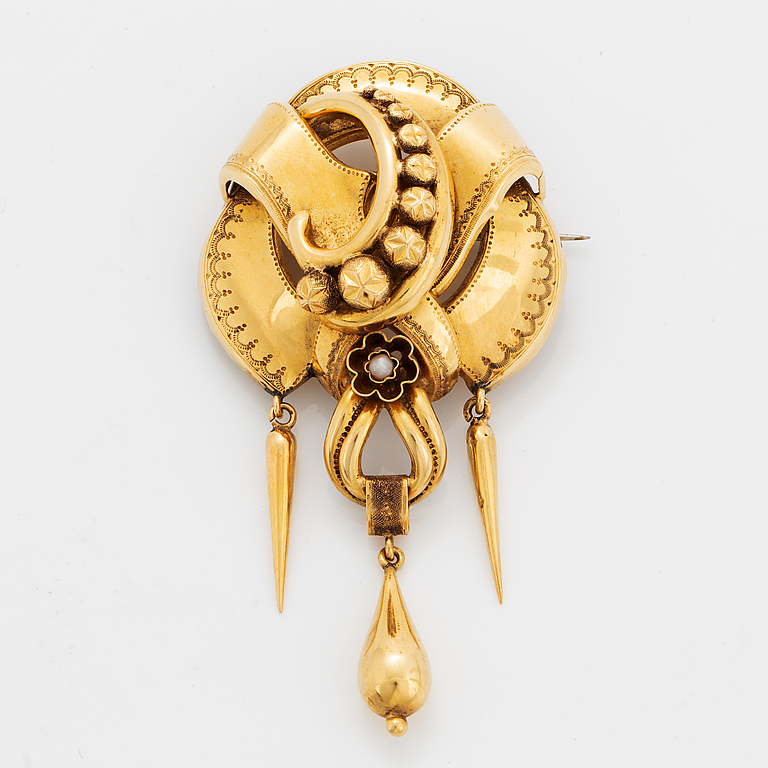 Gustaf Dahlgren & Co, brooch 18K gold. Malmö 1877. - Bukowskis