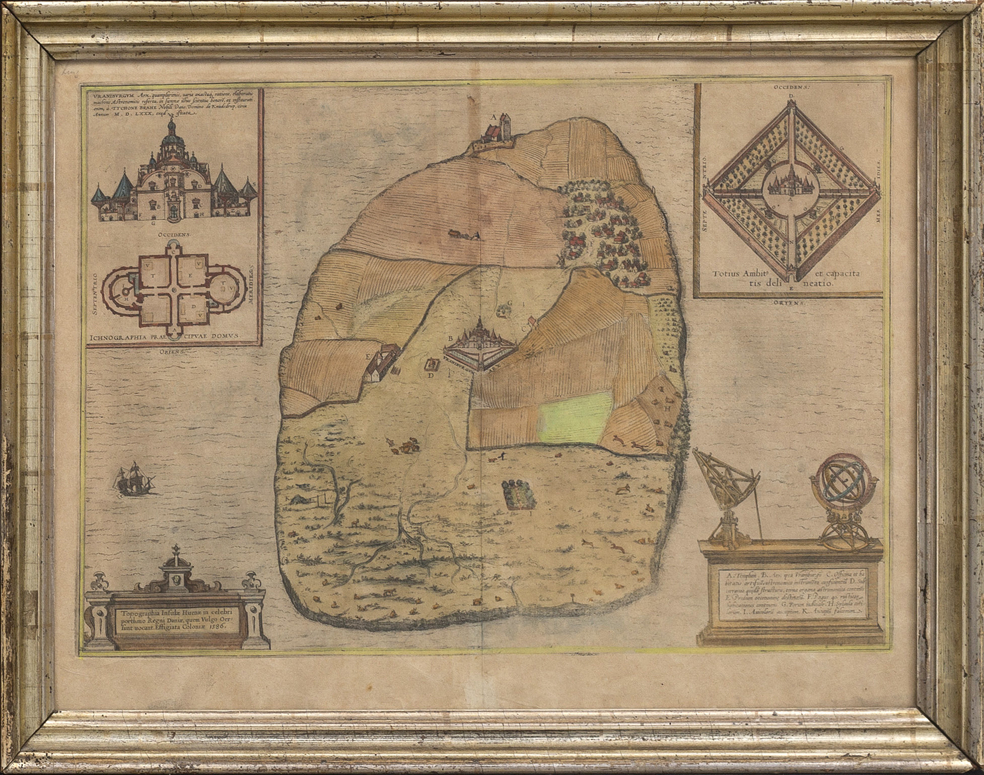 Georg Braun & Frans Hogenberg, karta över Ven / Hven, ca 1586. - Bukowskis