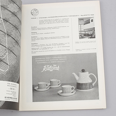 121 parts of swedish magazine 'FORM', 1944-61. - Bukowskis