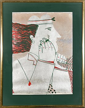 Alexandre Fassianos, handcoloured lithograph and silver signed and ...