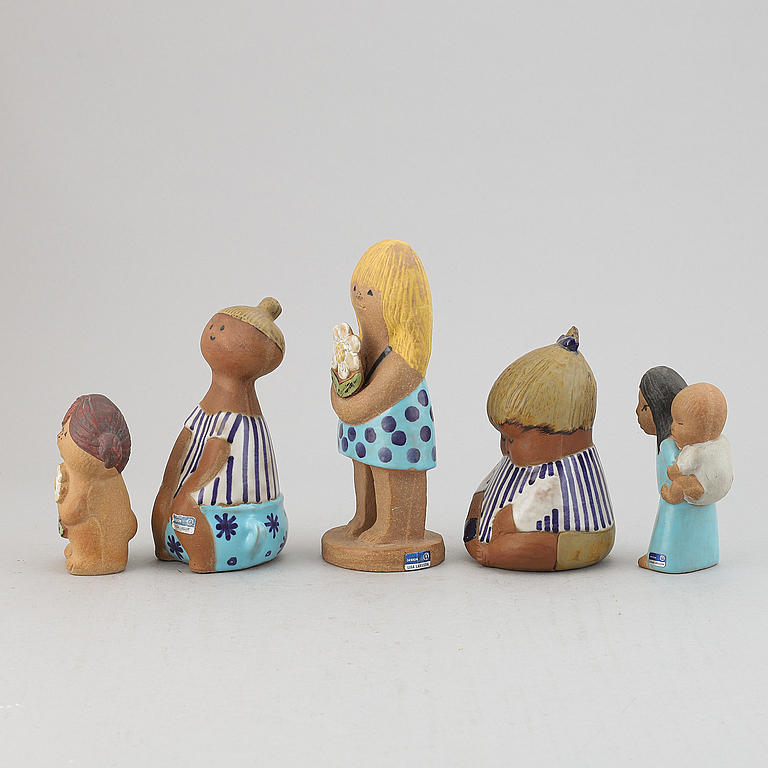 Lisa Larson, a set of five stoneware figurines from Gustavsberg ...