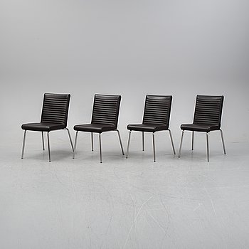 Olle Andersson, four leather 'Quick' chairs, Offecct. | Barnebys