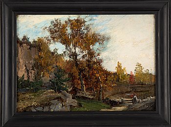 Edvard Bergh, olja på pannå, signerad EB. - Bukowskis